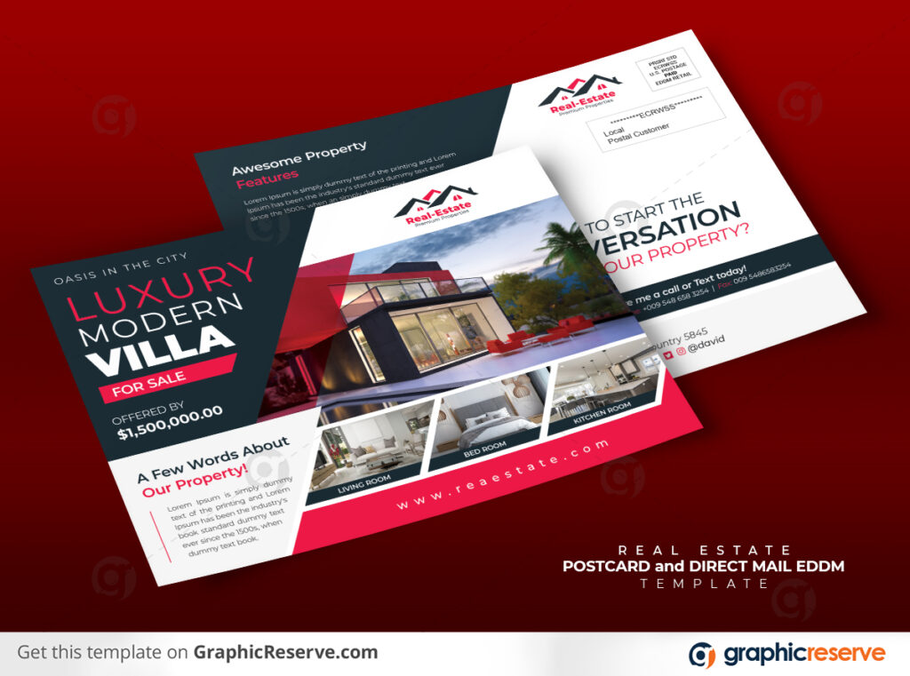 Luxury Villa for Sale Real Estate Postcard & Direct Mail EDDM template ...