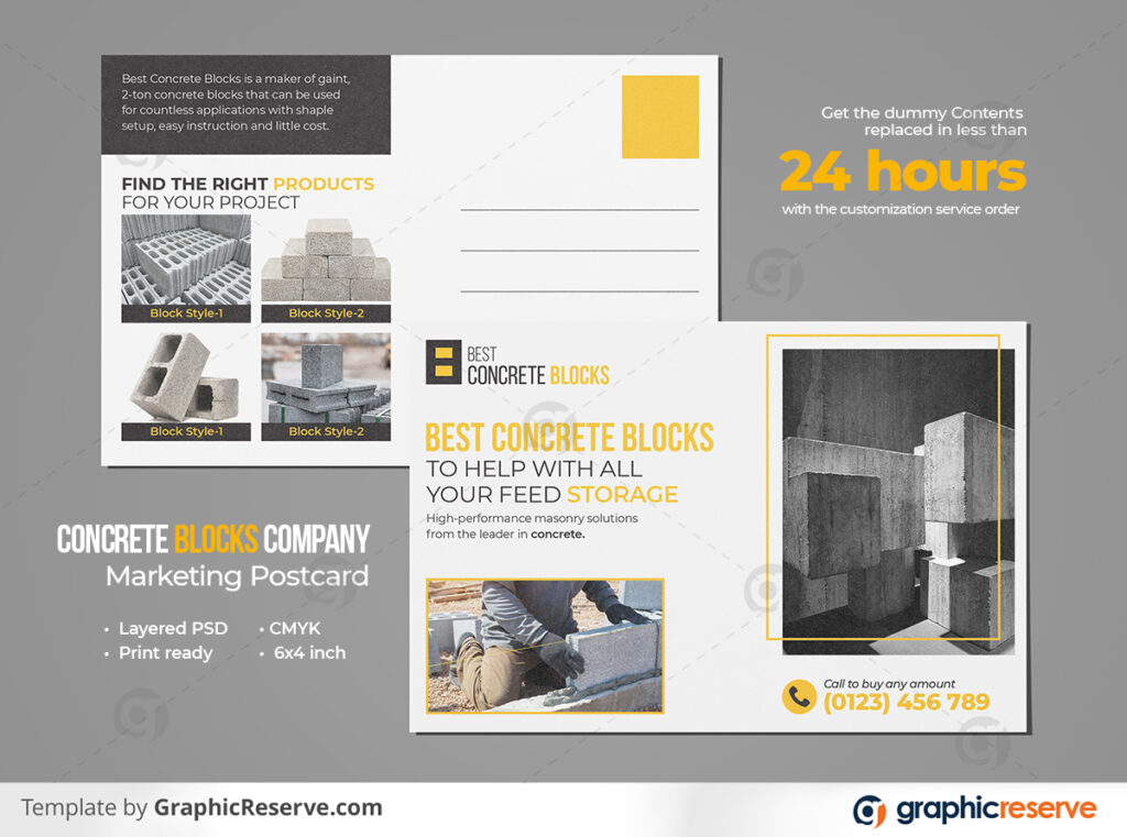Concrete Blocks Company Marketing Postcard - Direct Mail Template