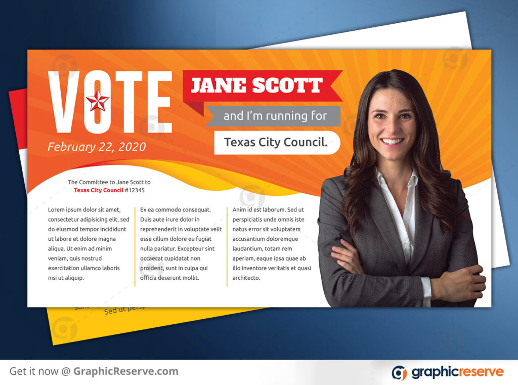 Election Campaign Political Postcard Design Template - Direct Mail Template