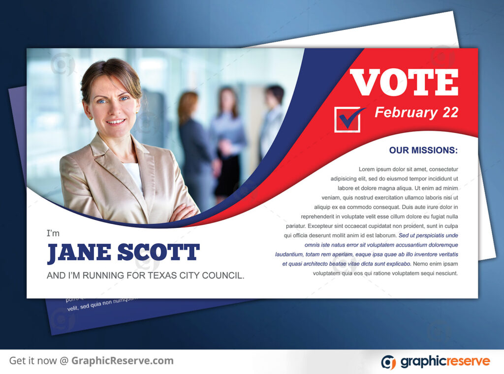 Election Campaign Political Postcard Design Template - Direct Mail Template