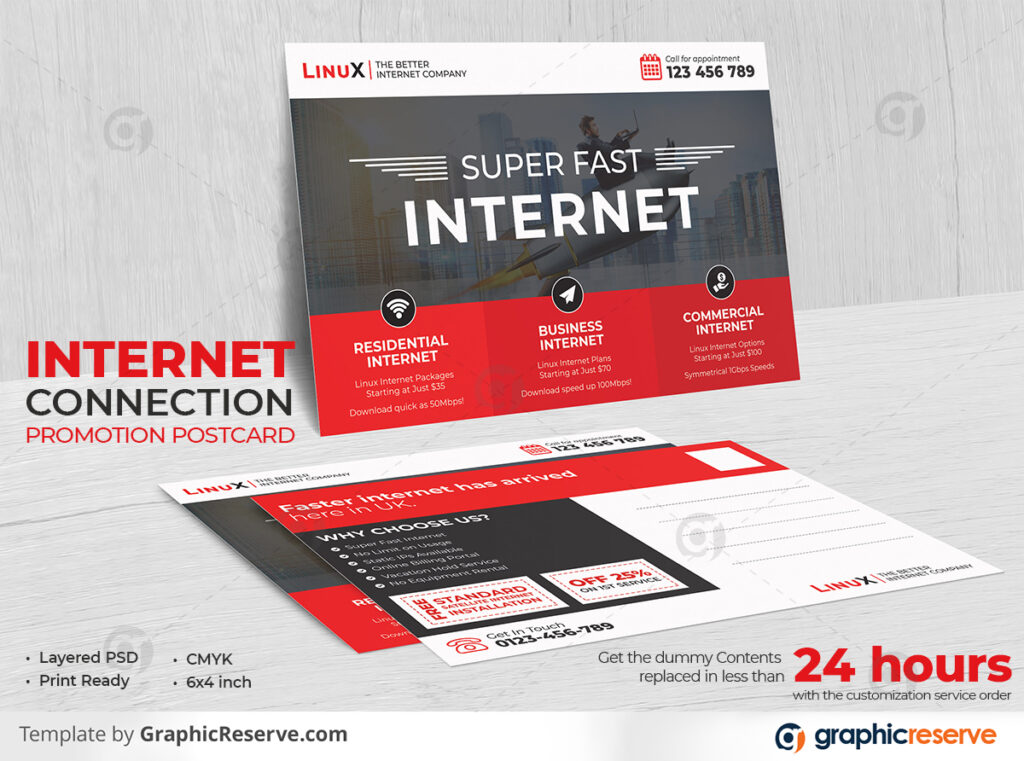 Internet Connection Promotional Postcard Template - Direct Mail Template