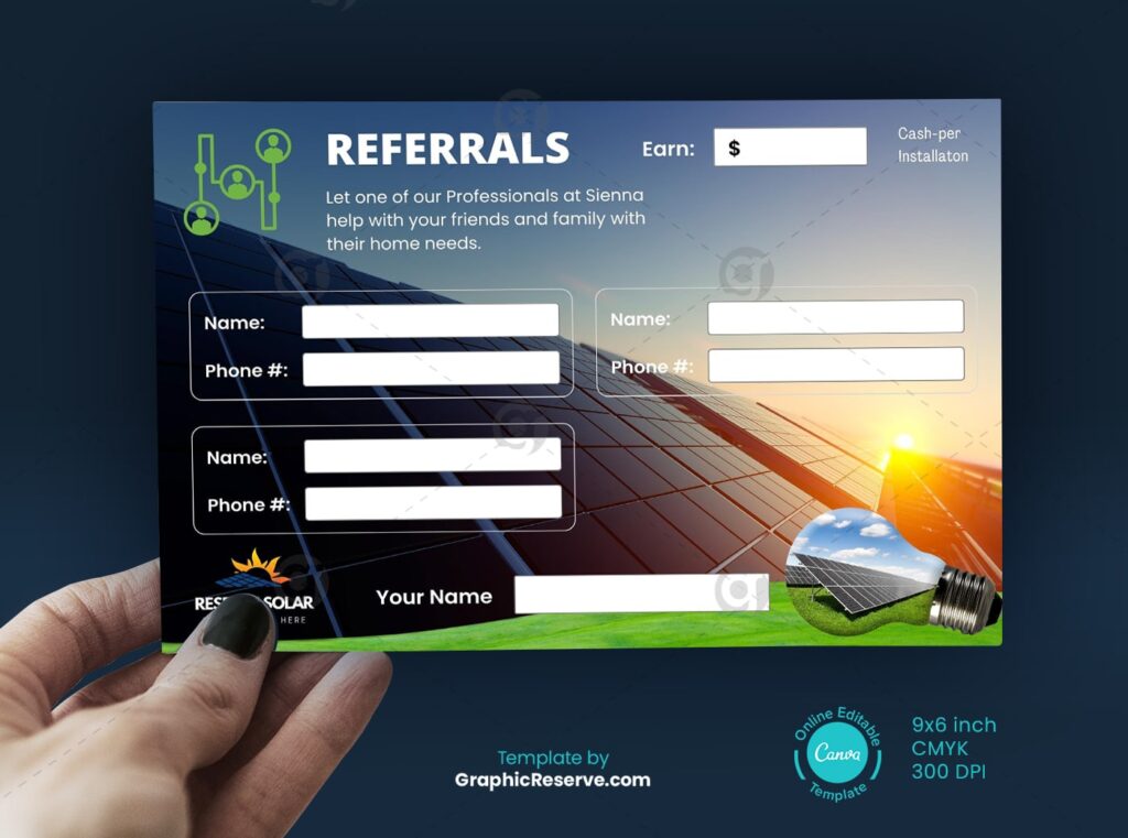 Solar Referral Card Template Canva Model - Direct Mail Template