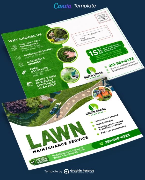 Lawn Care And Landscaping Maintenance Services EDDM Canva Postcard ...